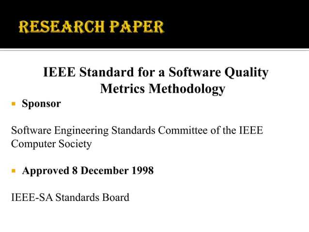 Software Quality Metrics Methodology Tanmi Kiran Pptx Computer Software And Applications