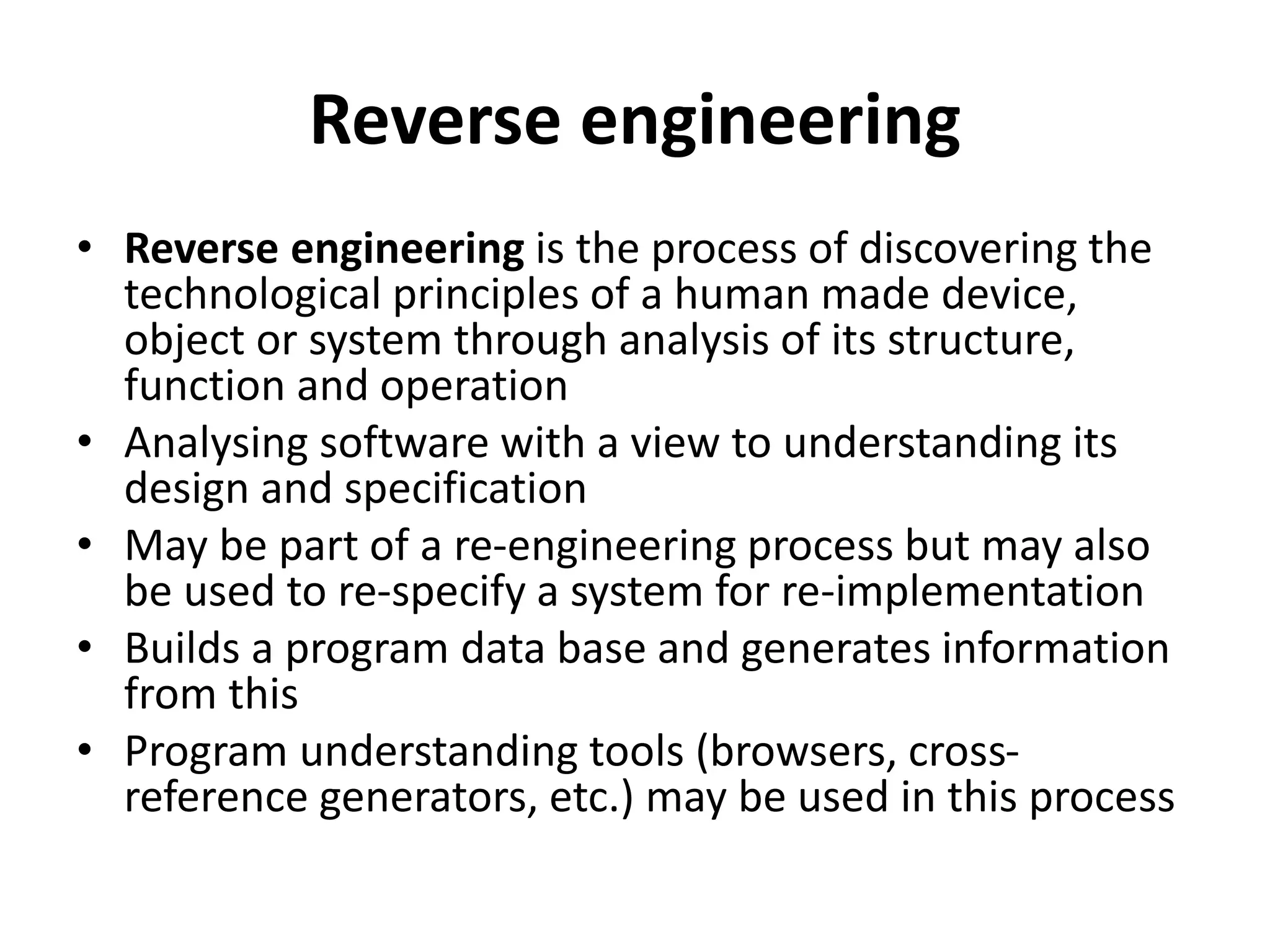 Maintenance, Re-engineering &Reverse Engineering in Software ...