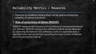 Software Reliability and Availability in Software Engineering, Measure ...