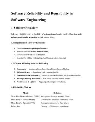 Software Reliability and Reusability.docx