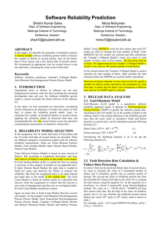 Software reliability prediction | PDF