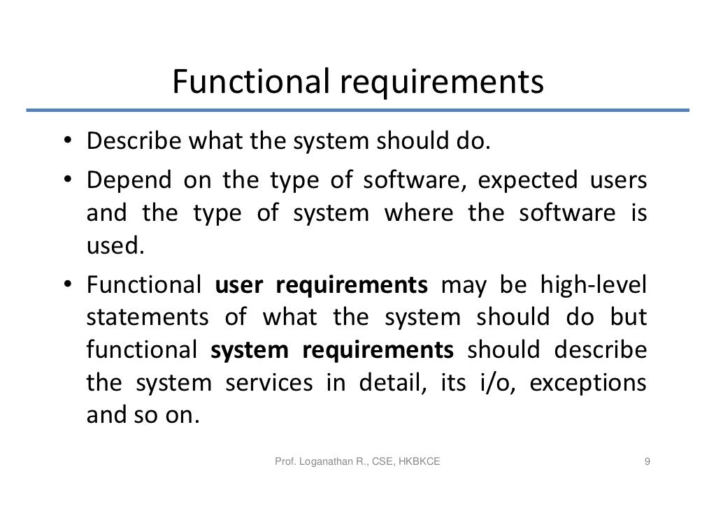 Software requirements