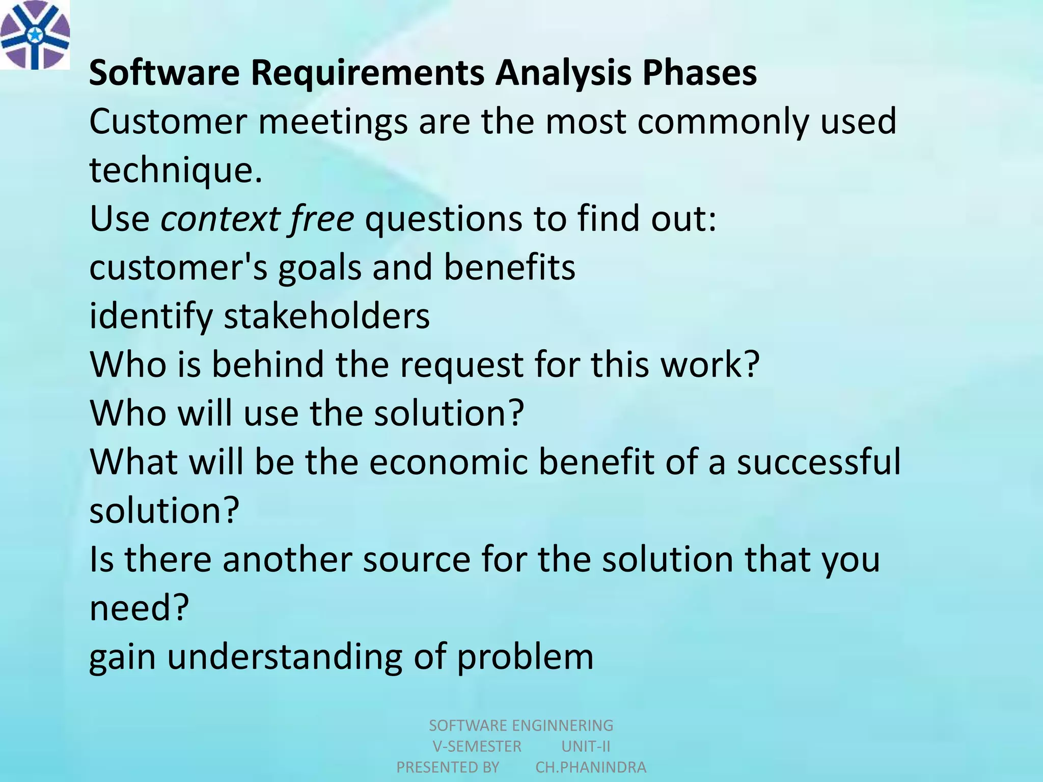 Software requirements and analysis | PPT
