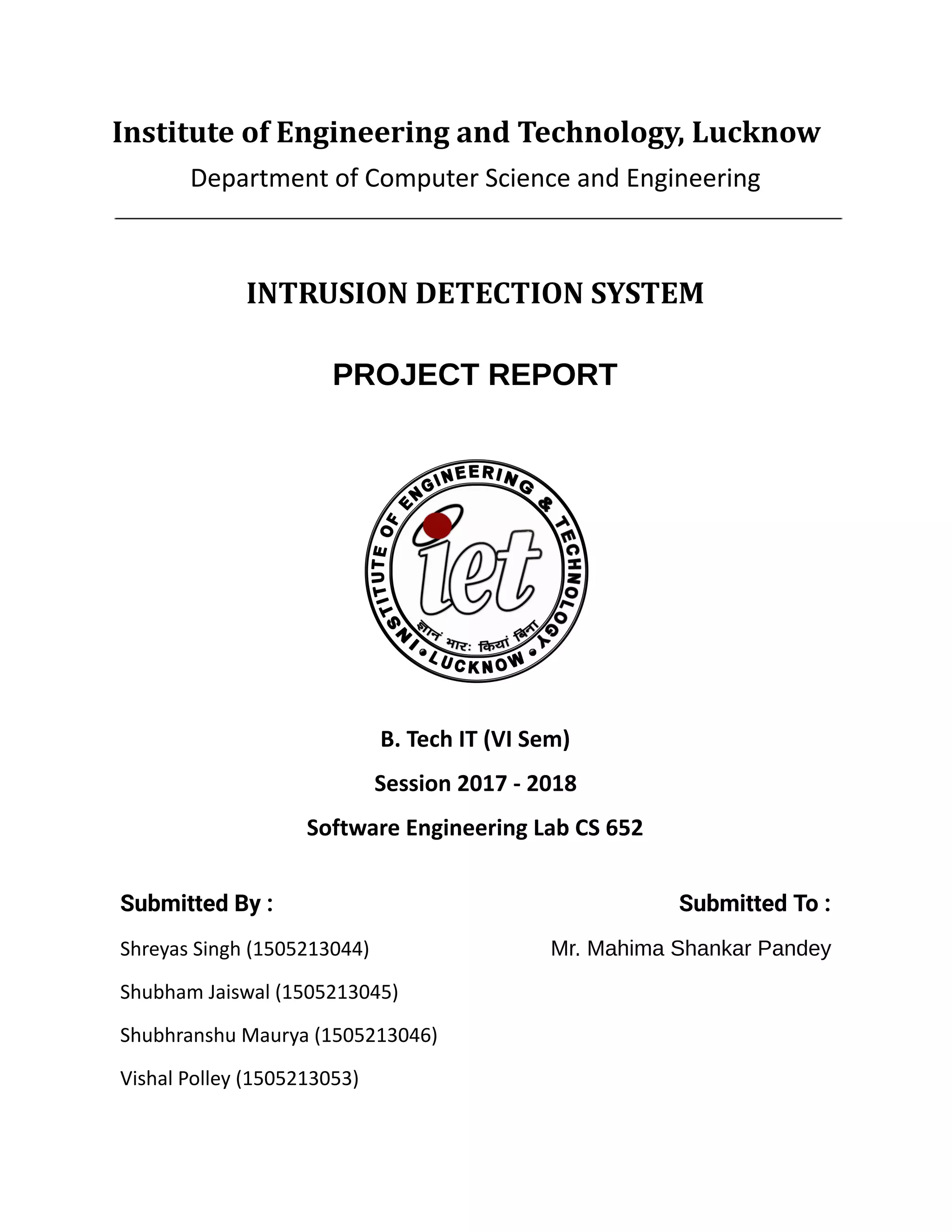 Project Report On Intrusion Detection System Pdf
