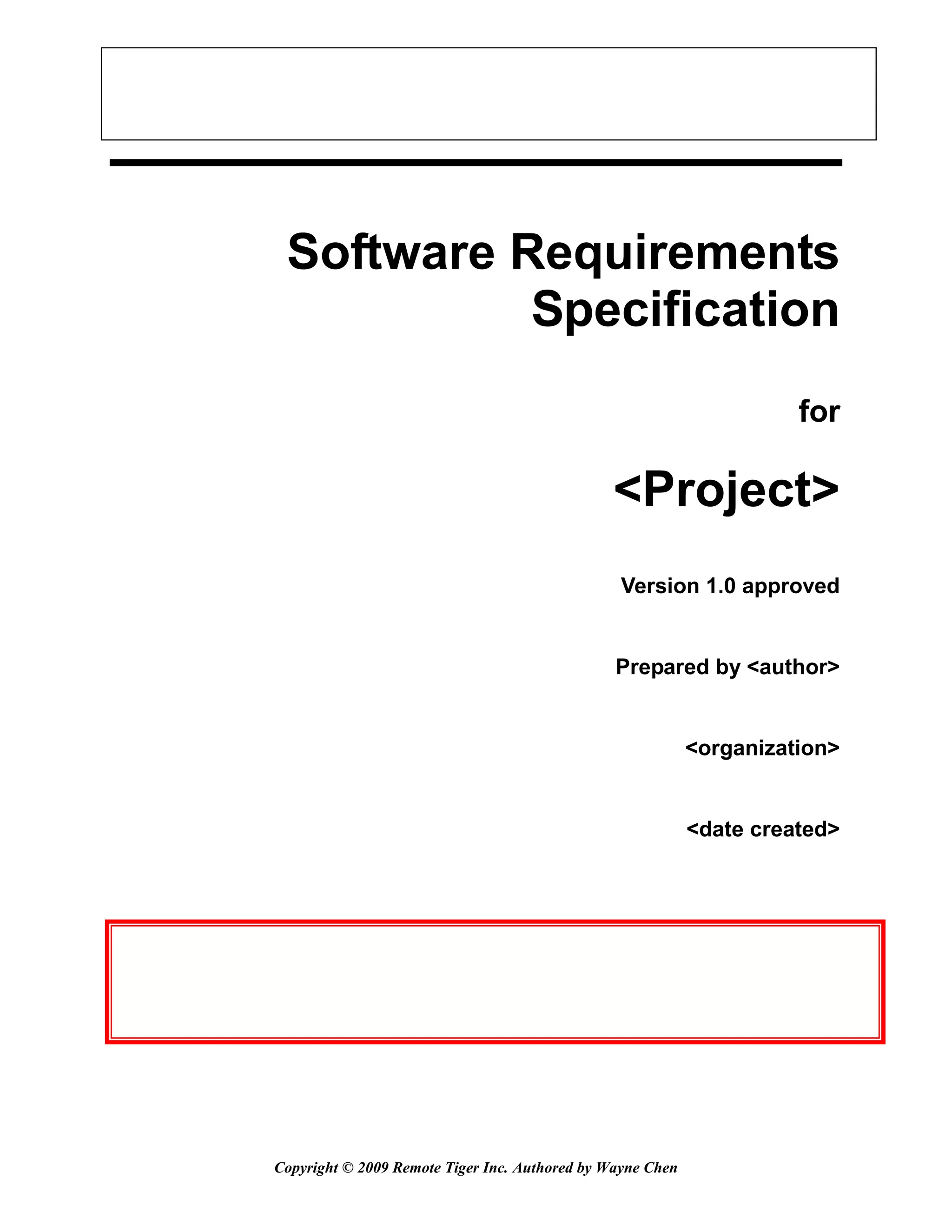 Software Requirement Specification Master Template | PDF