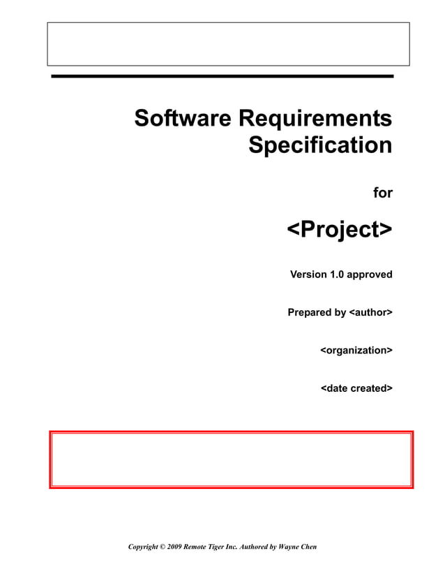 Software Requirement Specification Master Template | PDF