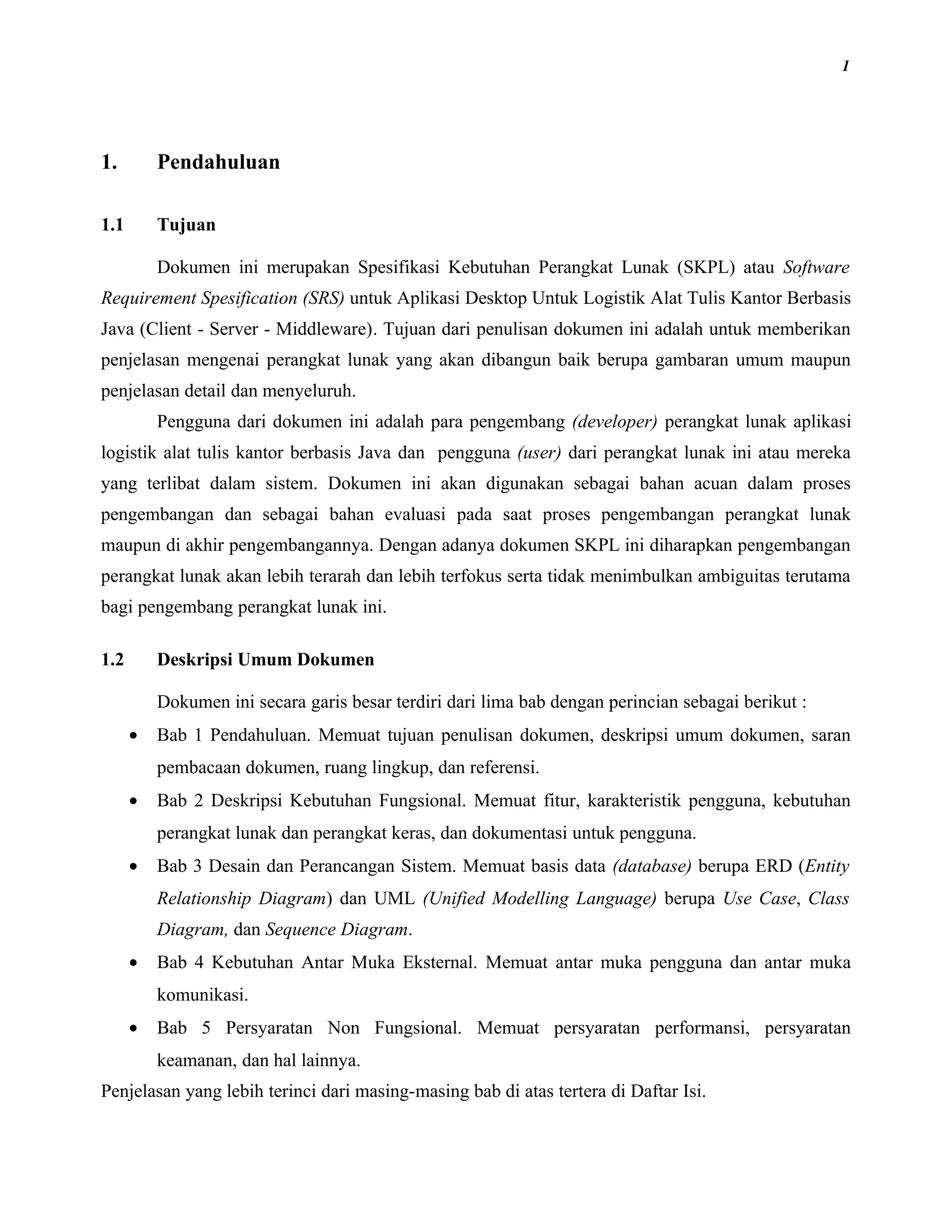 Software requirementsspecification aplikasi logistik alat tulis kantor ...