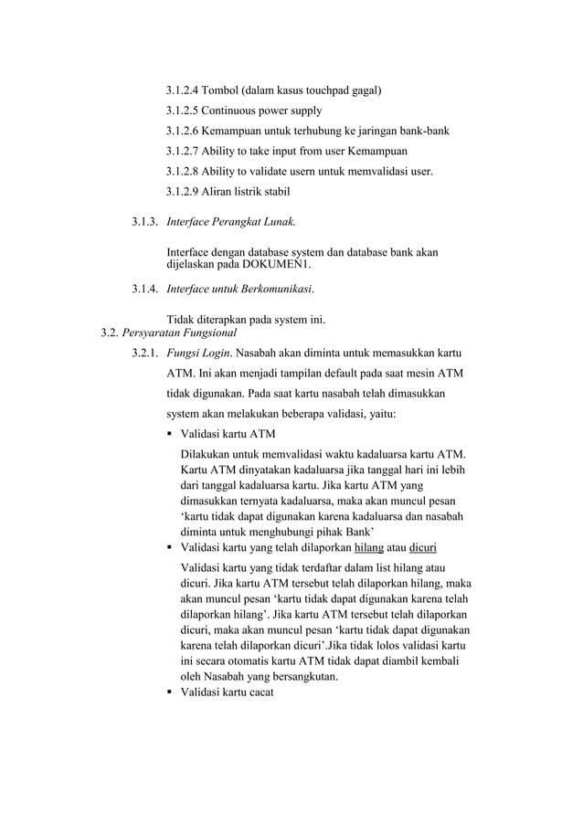 Software requirements specification atm ijal | DOCX