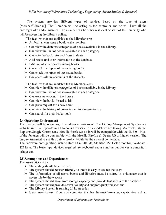 Software requirements specification of Library Management System | DOCX ...