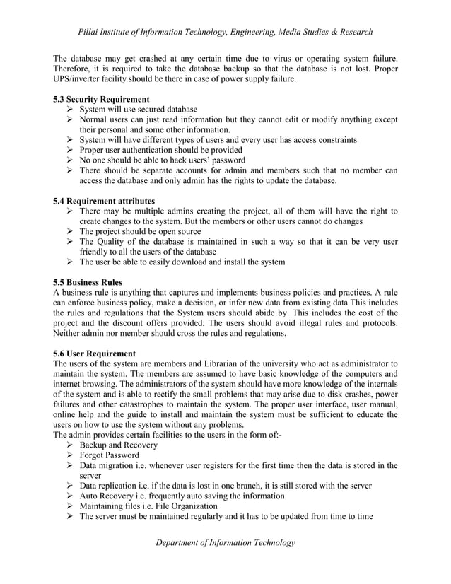 Software Requirements Specification Of Library Management System