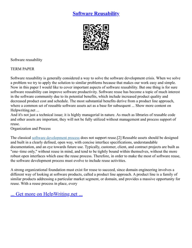 Software Reusability Pdf Computer Software And Applications Computing