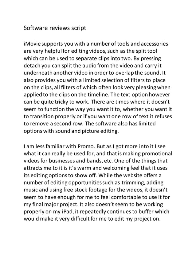 Software reviews script | DOCX