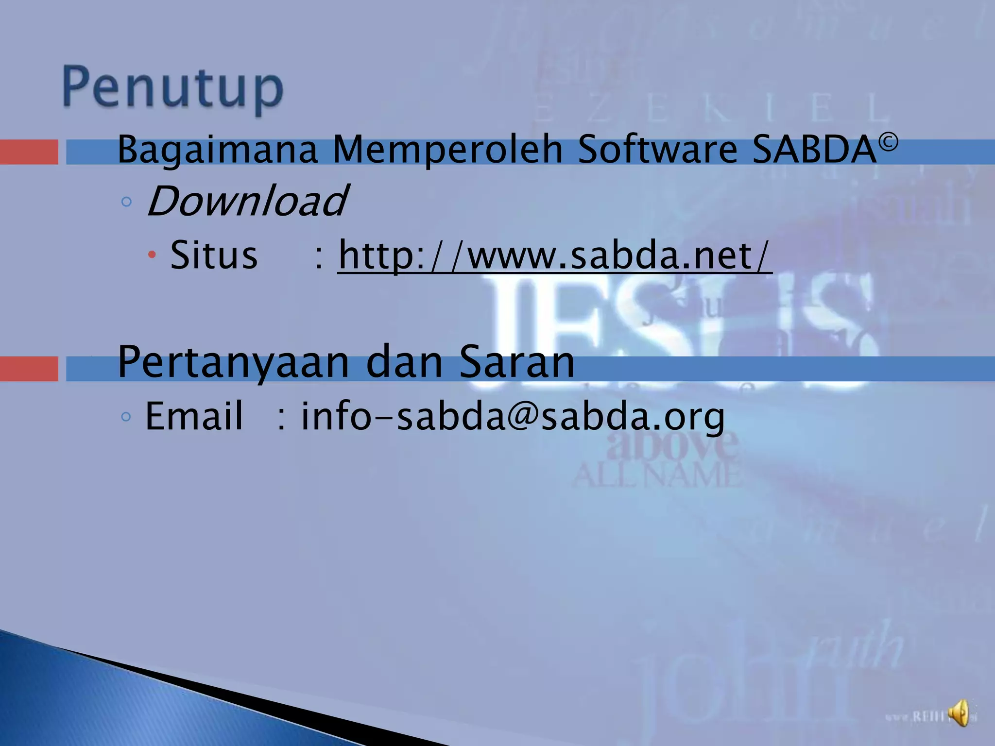 Software SABDA dengan Narasi | PPTX | Computer Software and Applications | Computing