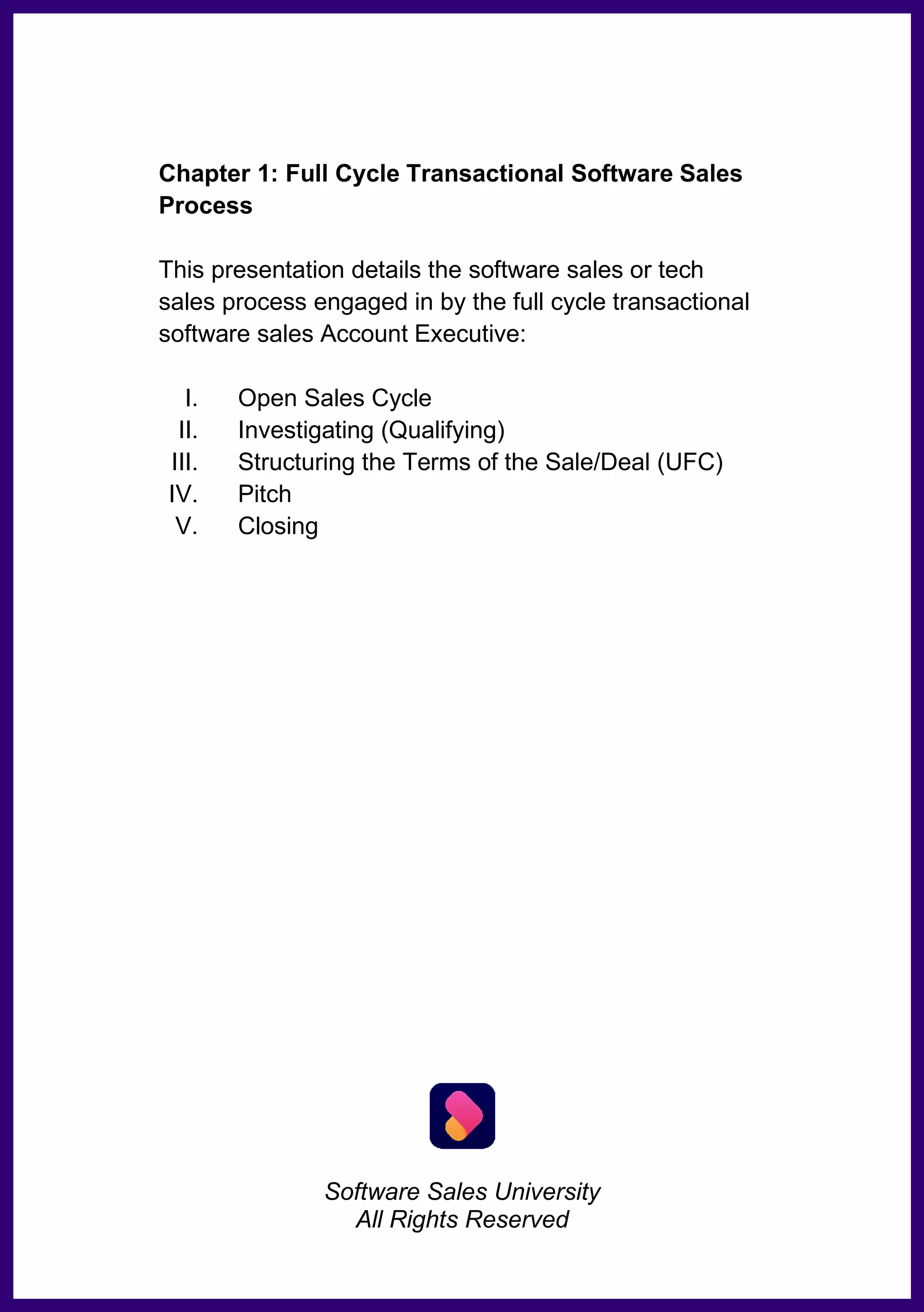 Software Sales University- Full Cycle Transactional Software Sales ...