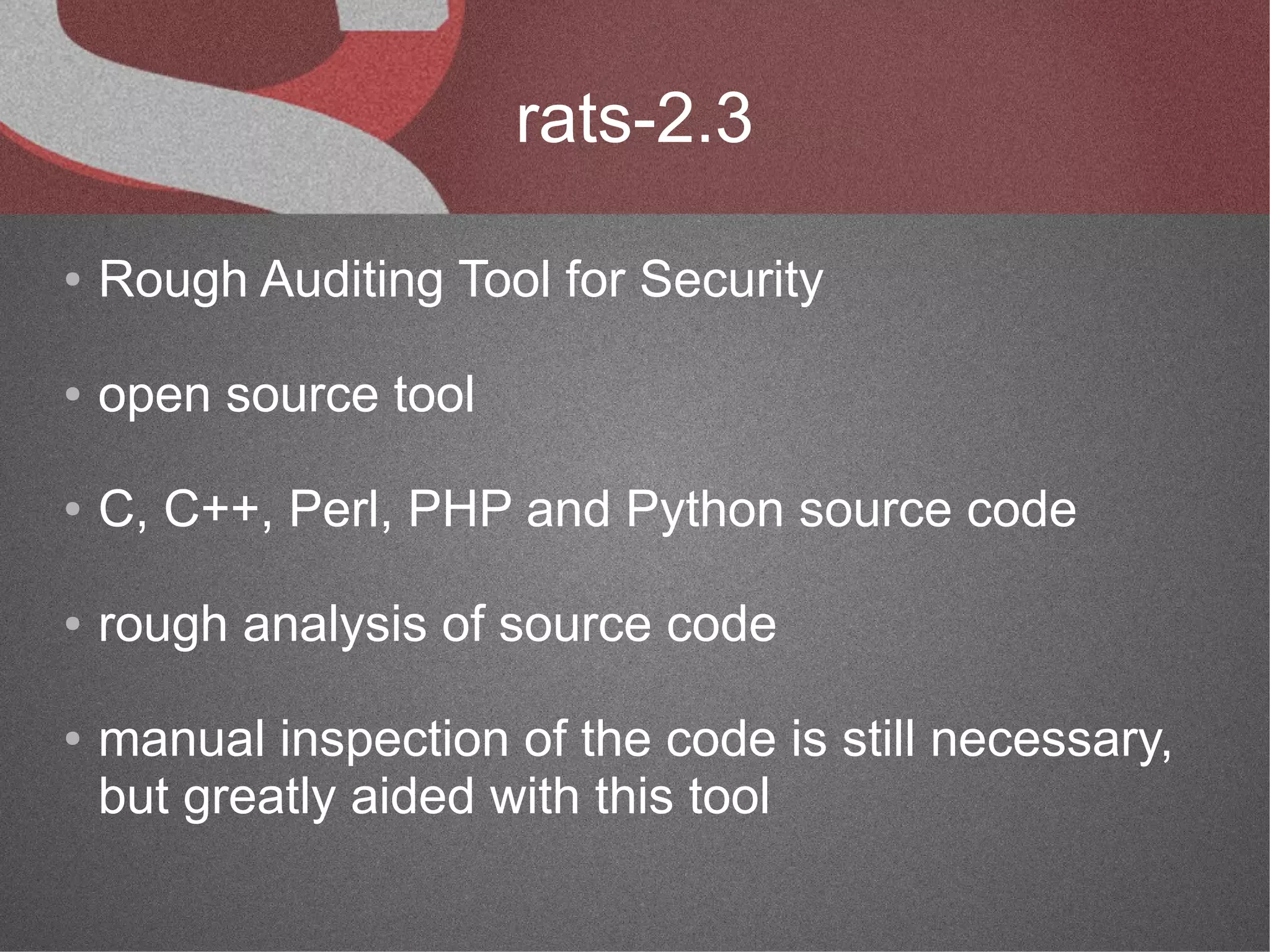 Software Security - Static Analysis Tools | PDF