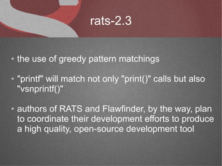 Software Security - Static Analysis Tools | PDF