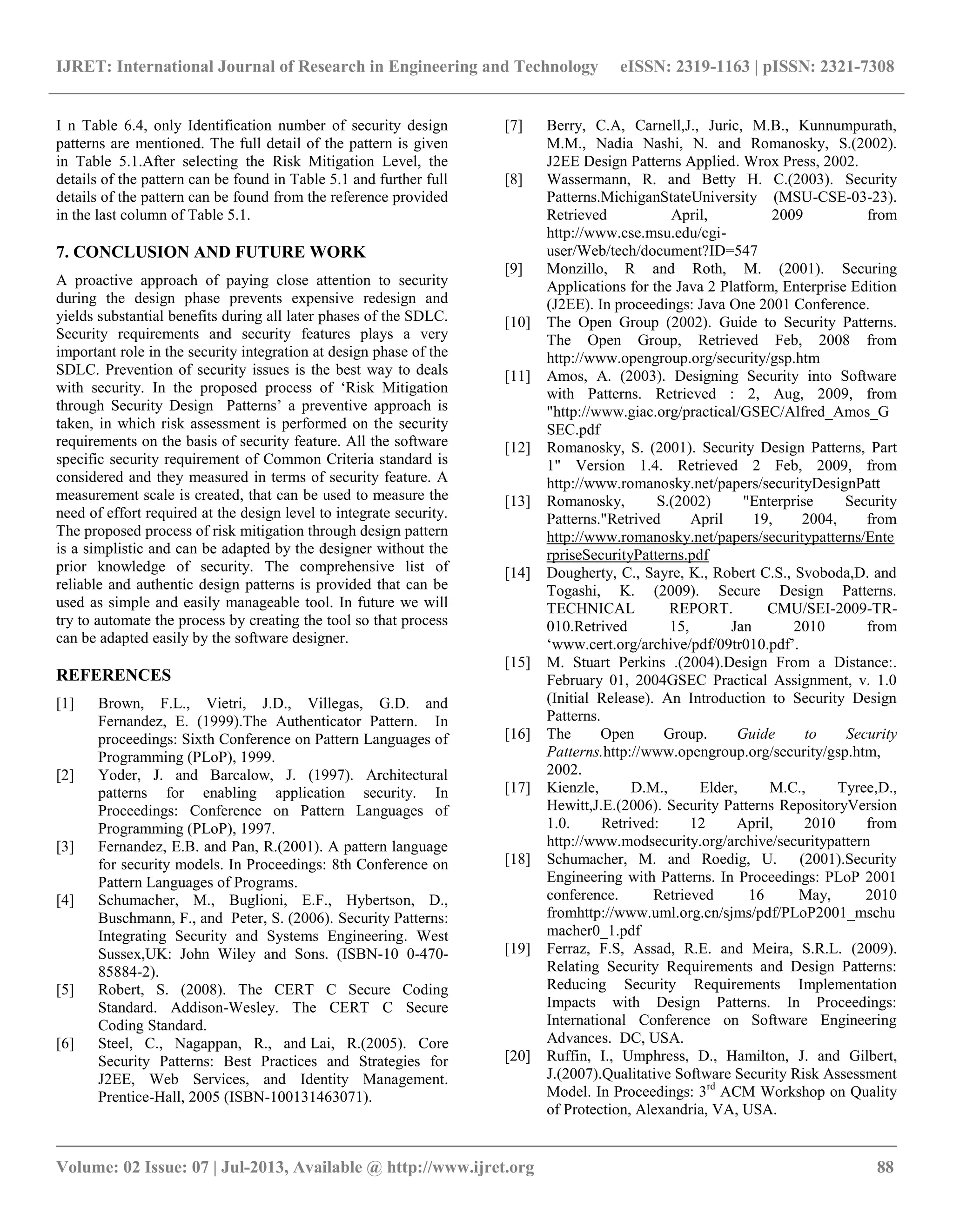 Software Security Risk Mitigation Using Object Oriented Design Patterns Pdf