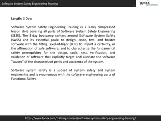 Software system safety engineering training - Tonex Training | PPTX