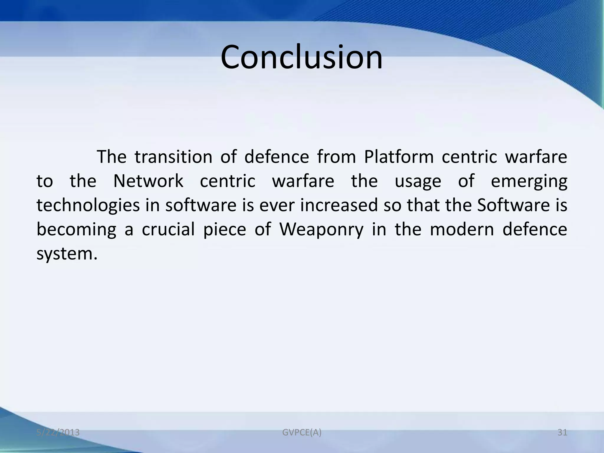 Software technologies in defence ppt | PPTX