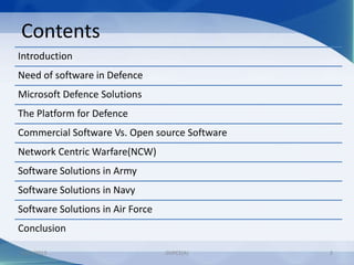 Software technologies in defence ppt | PPTX