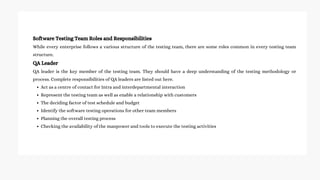 Software Tester Job Roles and Responsibilities | PDF