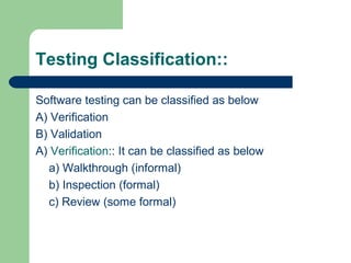 Software testing | PPT | Computing | Technology & Computing
