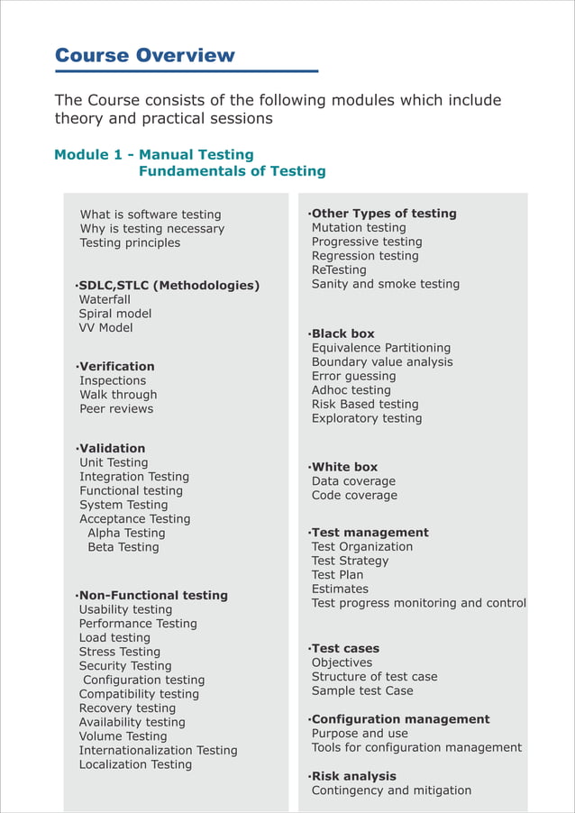 Software Testing Training Center In Pune | PDF