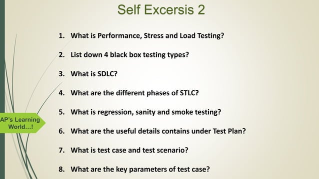 Software Testing - Part 1 (Techniques, Types, Levels, Methods, STLC ...
