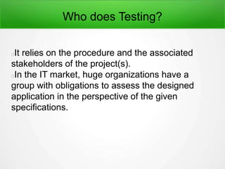 Software testing quality control and quality assurance Tutorial | PPT