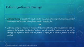 Software testing | PPTX | Computer Software and Applications | Computing