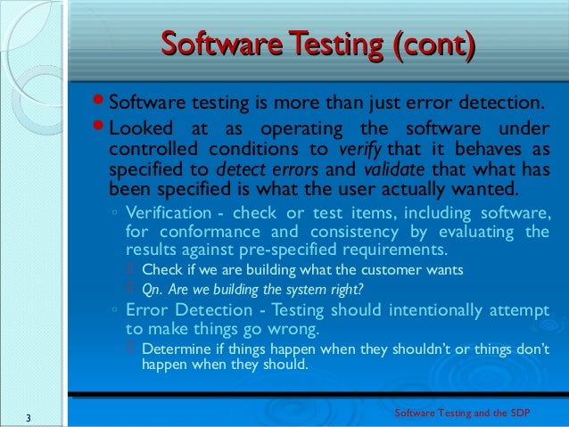 Software testing and software development process