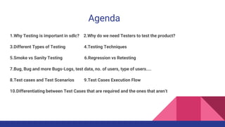 Importance of Software testing in SDLC and Agile | PPT