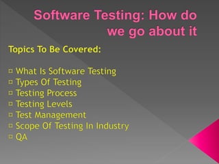 Software testing an industry perspective | PPT