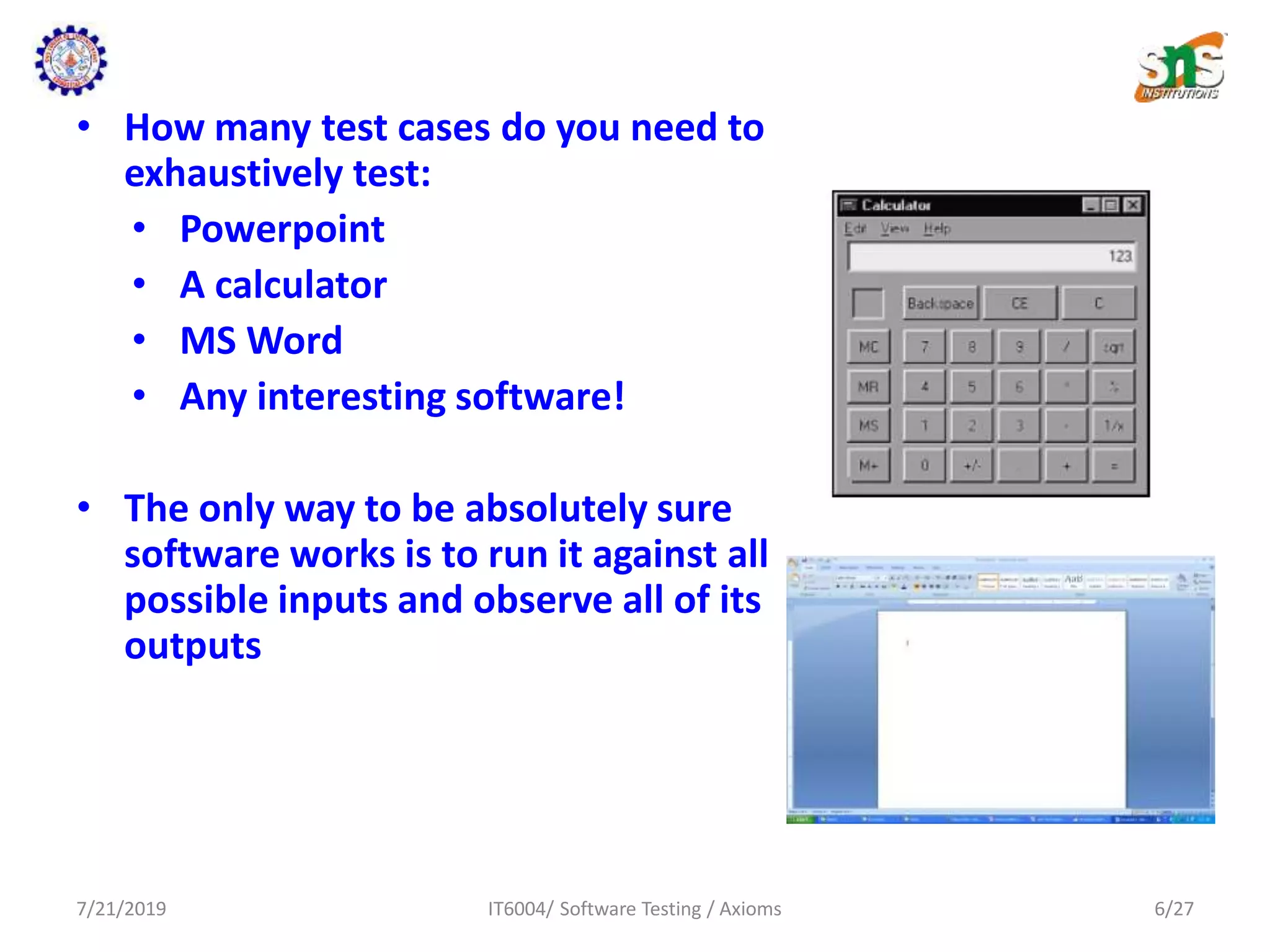 Software Testing Axioms Pdf Operating Systems Computer Software And Applications