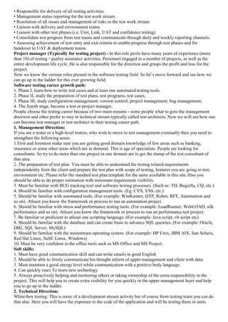 Software testing career growth path explained | PDF