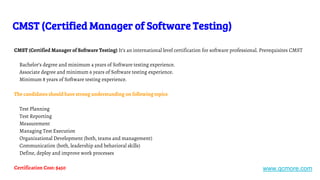 Software testing certifications | PPTX | Standardized Testing ...
