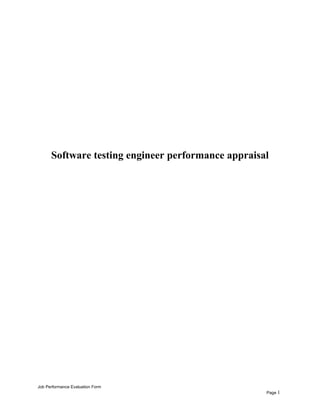 Software testing engineer performance appraisal | DOC