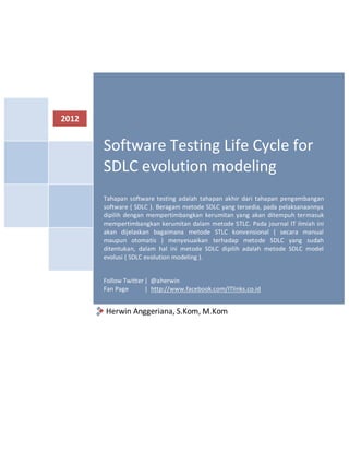 Software testing for sdlc evolution modeling | PDF