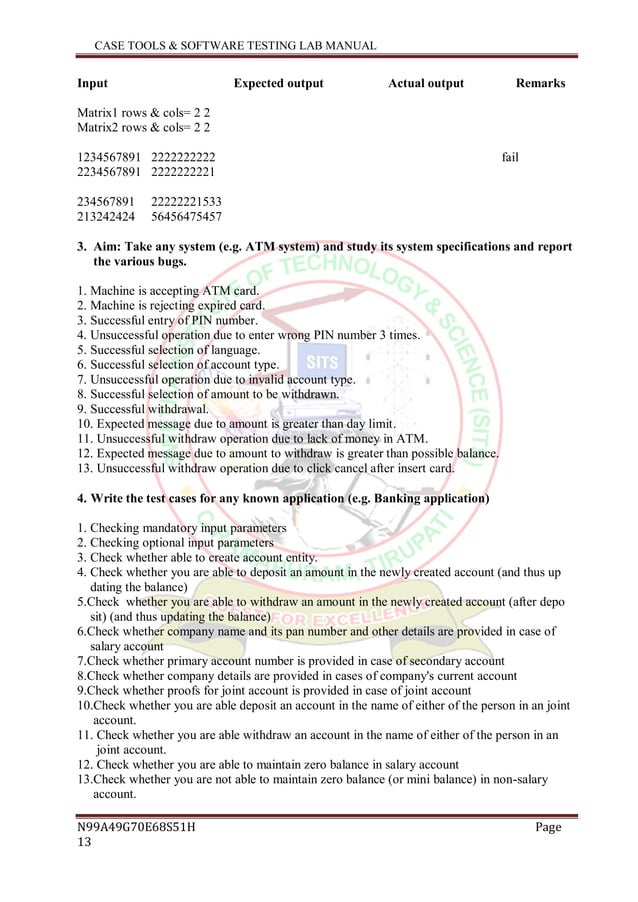 Software testing lab manual | PDF