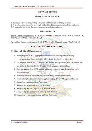 Software testing lab manual | PDF