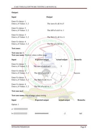Software testing lab manual | PDF
