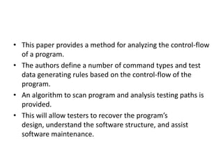 Software testing methodolgy with the control flow analysis | PPT