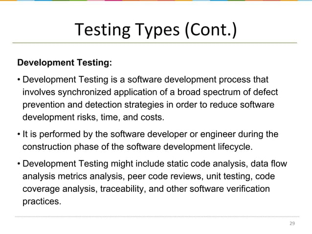 Software testing methods, levels and types