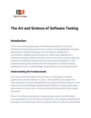 The Art and Science of "Software Testing" | PDF