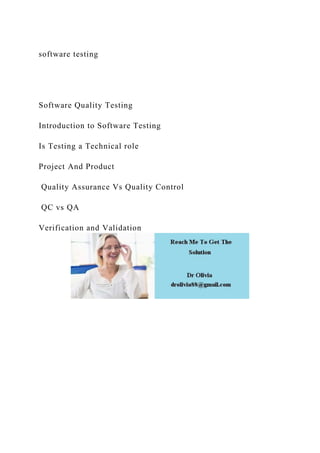 software testing Software Quality TestingIntroduction .docx ...
