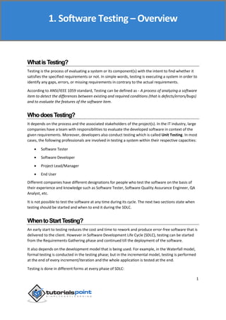 Software testing tutorial | PDF