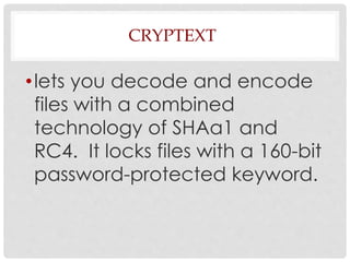 List of Software tools for encryption | PPTX