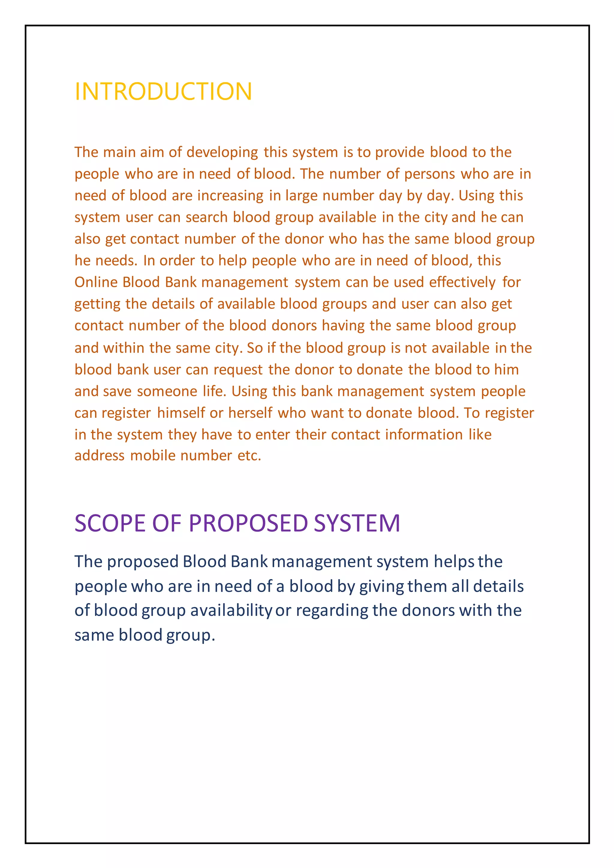 ER diagrams for blood bank management system | DOCX