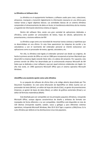 El software Libre, Software Propietario y aplicaciones Ofimáticas | PDF