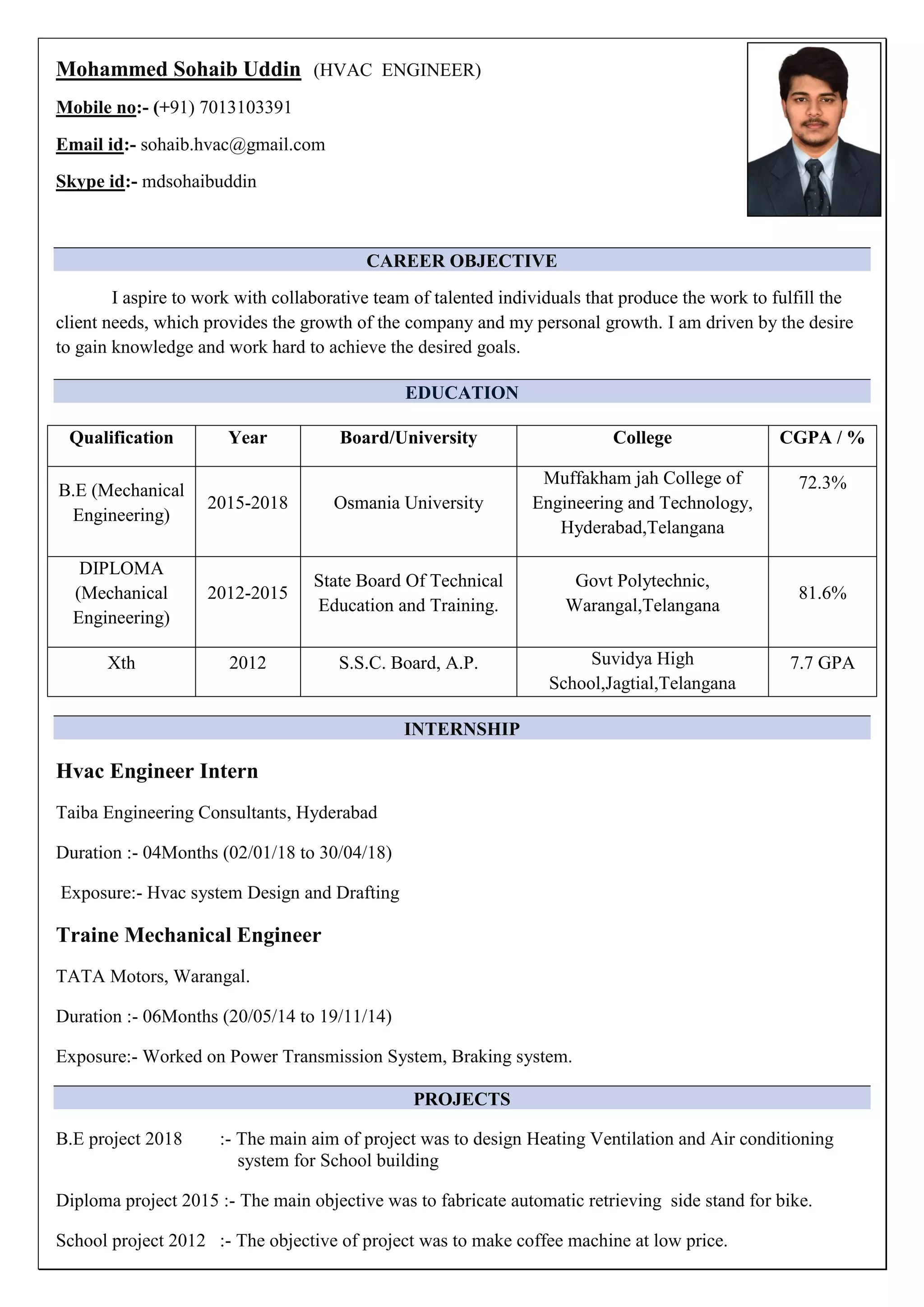 HVAC Engineer resume | PDF